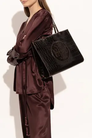 Tory Burch Ella Small Croc-embossed Shopper Bag - Brown