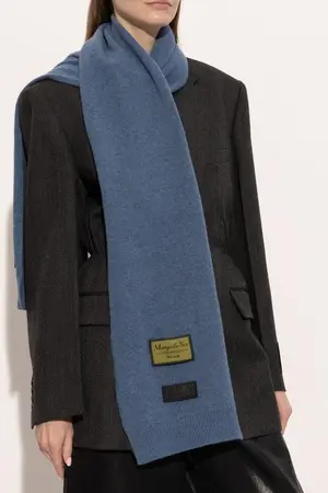 MAISON MARGIELA Scarf With Logo Patch - Blue