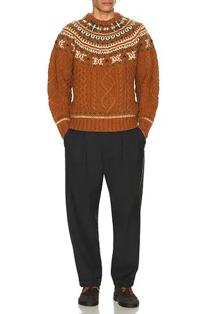 BEAMS Nordic Cable Knit Sweater - Brick