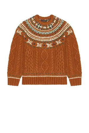 BEAMS Nordic Cable Knit Sweater - Brick