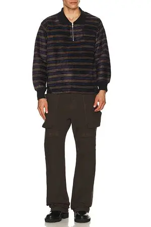 LE PERE Teddy Polo Jumper With Striped Pattern