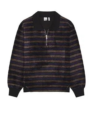 LE PERE Teddy Polo Jumper With Striped Pattern