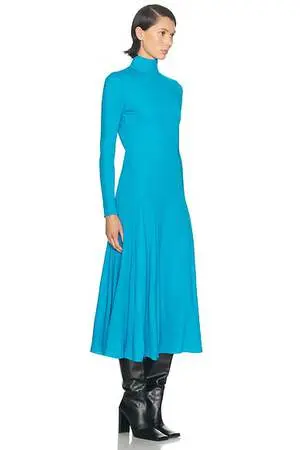 Alaïa Long Sleeve Heart Back Midi Dress - Turquoise