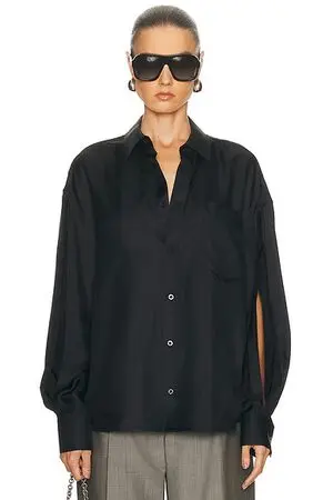 Alexander Wang Slashed Sleeve Button-up Shirt - Black