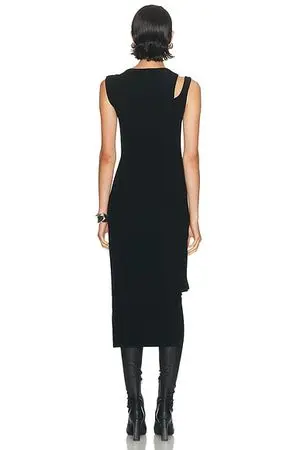 COURREGES Oblique Square Rib Dress - Black