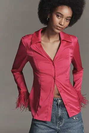 HUTCH Suzie Feather-trimmed Blouse