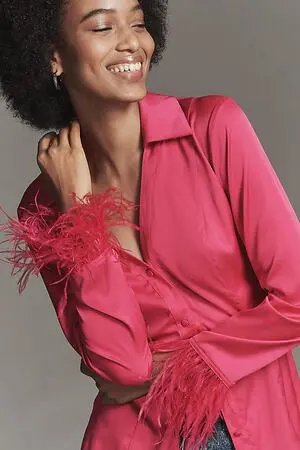 HUTCH Suzie Feather-trimmed Blouse