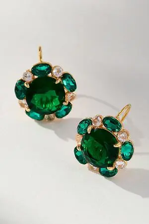 Anthropologie Floral Drop Earrings - Emerald