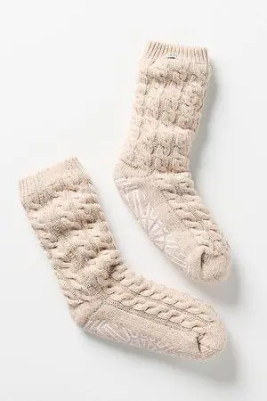 UGG Elowyn Cable-knit Fleece-lined Socks - Cream Confetti