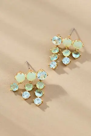 Anthropologie Multi Crystal Drop Earrings - Light Blue