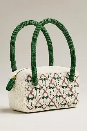Anthropologie Beaded Box-shaped Bag - Green Bows