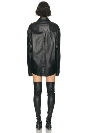 EZR Oversize Long Sleeve Leather Dress With Pockets