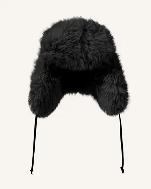Perfect Moment Faux Fur Trapper Hat - Black