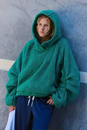 Free People Free Flow Fleece Hoodie - Green Glow