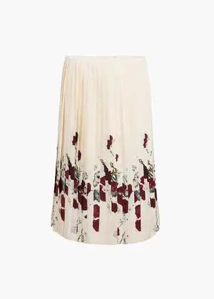 Khaite Anya Floral Printed Midi Skirt - Cream Multi