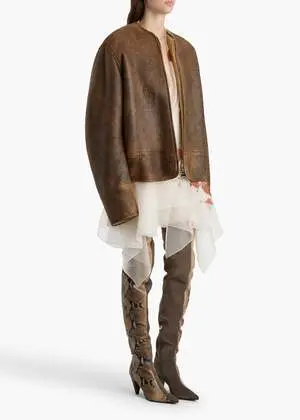 Khaite Ruban Distressed Leather Jacket
