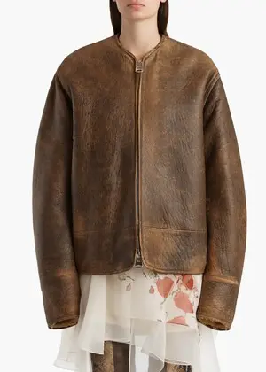 Khaite Ruban Distressed Leather Jacket