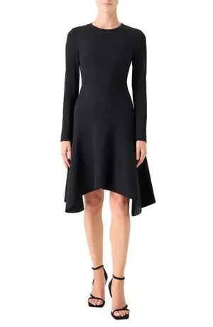 Akris Long Sleeve Asymmetric Midi Dress