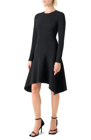 Akris Long Sleeve Asymmetric Midi Dress