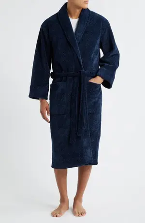 Daniel Buchler Mosaic Knit Robe - Dark Navy