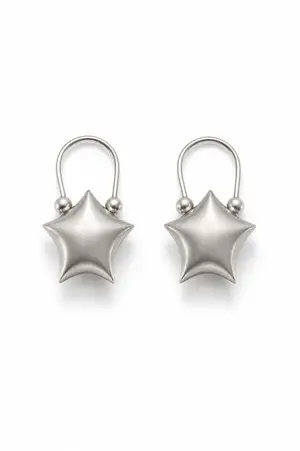 67JEWELRY Puffed Star Sterling Earrings - Silver