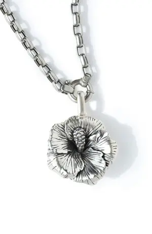 67JEWELRY Hibiscus Pendant Necklace - Silver