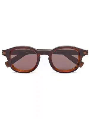 Zegna Marbled-pattern Round-frame Sunglasses - Brown