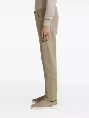 Zegna Leather-patch Stretch-cotton Pants