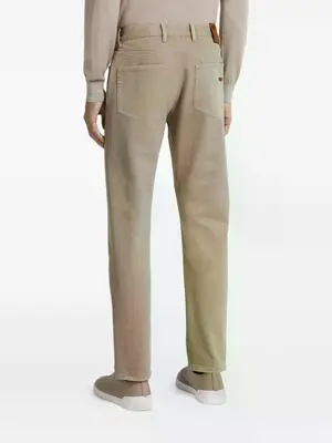 Zegna Leather-patch Stretch-cotton Pants