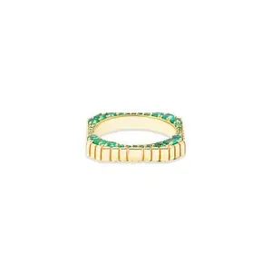 CAMPBELL + CHARLOTTE Spark Side Stone Etched Band Ring - Emerald-gold