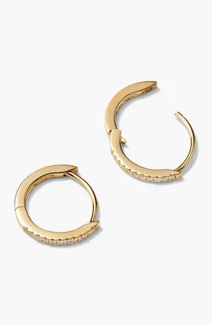 Mejuri Pave Diamond Huggie Hoop Earrings