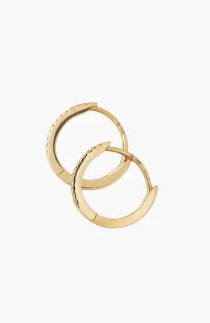 Mejuri Pave Diamond Huggie Hoop Earrings