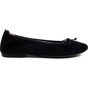 MENINA STEP Sofia Elastic Suede Ballet Flat - Black