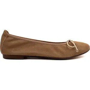 MENINA STEP Sofia Elastic Suede Ballet Flat - Camel