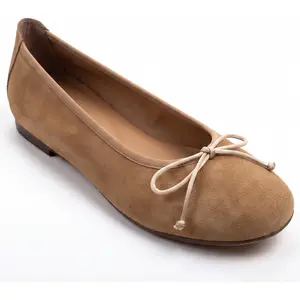 MENINA STEP Sofia Elastic Suede Ballet Flat - Camel