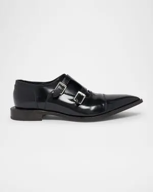 LANVIN Leather Double-monk Strap Loafers - Black