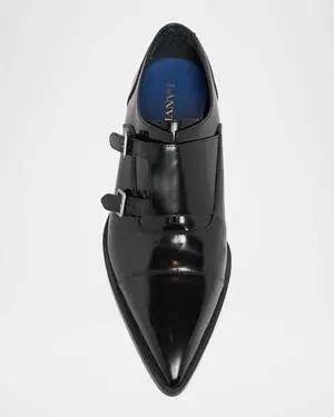 LANVIN Leather Double-monk Strap Loafers - Black