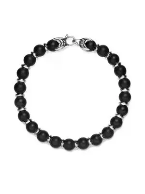 David Yurman Sterling Silver Onyx Bead Bracelet - Black