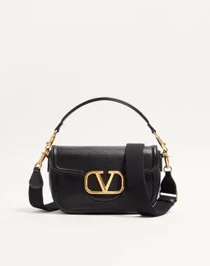 Valentino Garavani Alltime Grainy Calfskin Shoulder Bag - Black