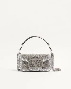 Valentino Garavani Small Shoulder Bag With Rhinestone Appliqu - Crystal