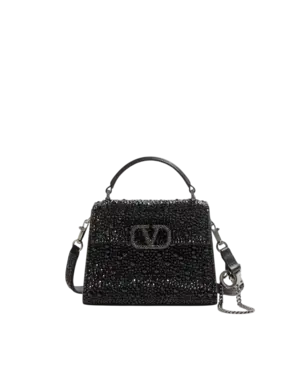 Valentino Garavani Vsling Mini Handbag With Rhinestones - Jet