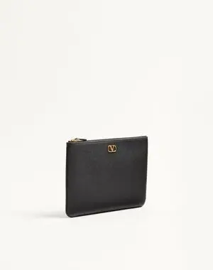 Valentino Garavani Vlogo Signature Grainy Calfskin Clutch - Black