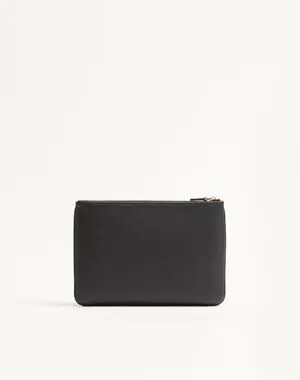 Valentino Garavani Vlogo Signature Grainy Calfskin Clutch - Black