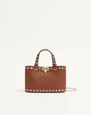 Valentino Garavani Rockstud Mini Shopping Bag - Saddle Brown