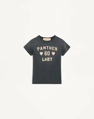 Valentino Garavani Valentino Cotton T-Shirt With Panther Lady Print Black/birch