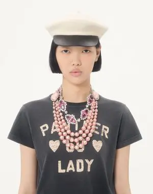 Valentino Garavani Cotton T-shirt With Panther Lady Print - Black/birch