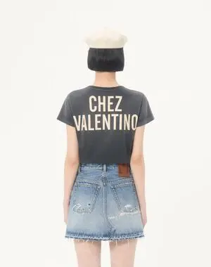 Valentino Garavani Cotton T-shirt With Panther Lady Print - Black/birch