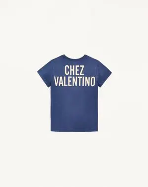 Valentino Garavani Cotton T-shirt With Panther Lady Print - Blue/birch