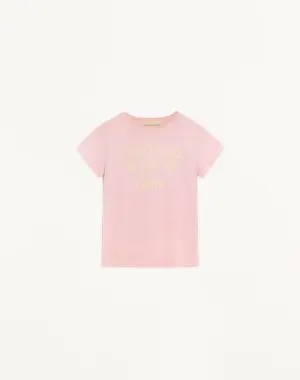 Valentino Garavani Valentino Cotton T-Shirt With Panther Lady Print Pink