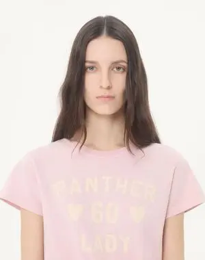 Valentino Garavani Cotton T-shirt With Panther Lady Print - Pink